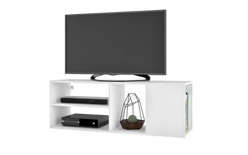 Minetta 46 Inch White TV Stand w/4 Shelves by Manhattan Comfort