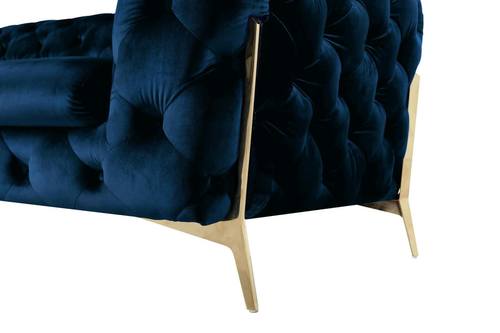 Chester Blue Fabric Sofa w/Gold Accent Legs by BH Furniture