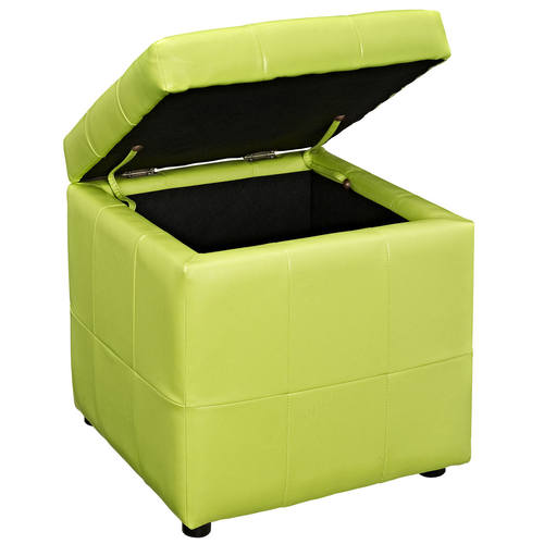 Volt Storage Upholstered Vinyl Ottoman Light Green by Modern Living