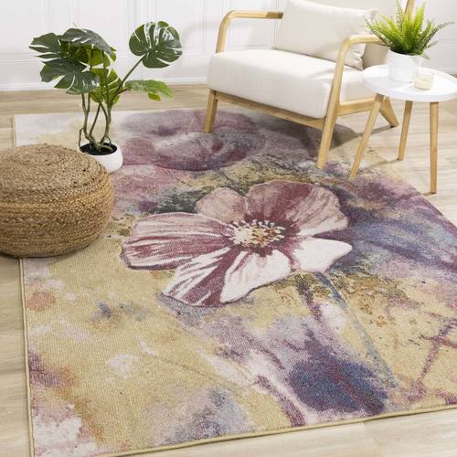 Folio Pink Yellow Blue Poppy Rug by Kalora
