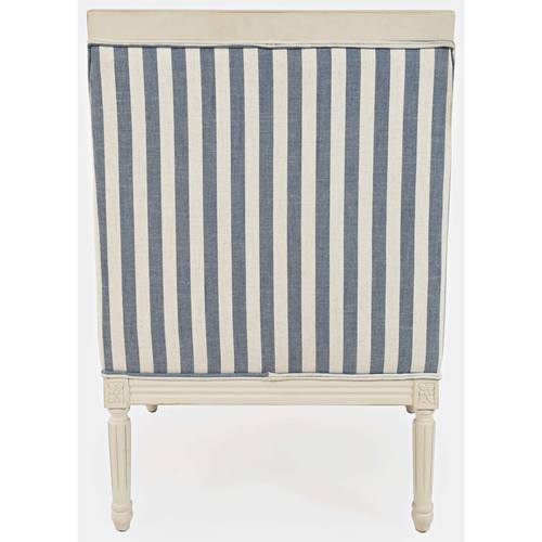 Mckenna Blue Stripe Accent Chair w/Exposed Solid Wood Frame ...