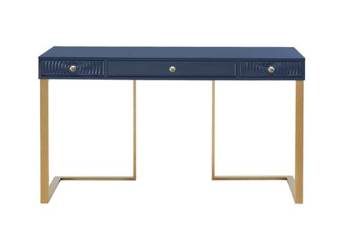 Suzie Pastel Blue & Rattan Executive Desk at Futonland