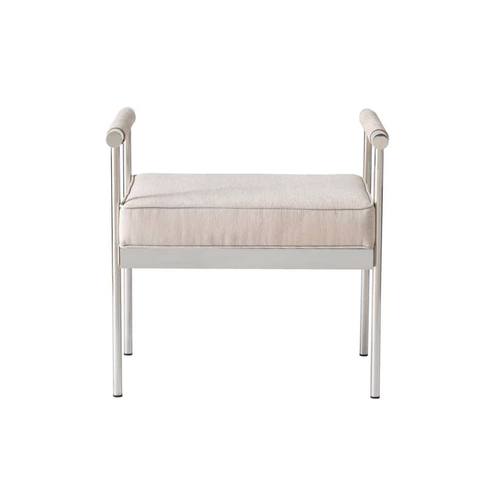 Ines Cream Textured Velvet Bench at Futonland
