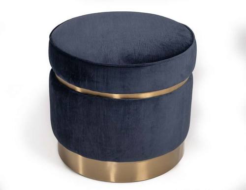 Vino Navy Blue Velvet Ottoman Stool at Futonland