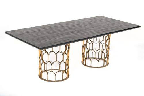 Modrest Legend Modern Glass & Gold Dining Table at Futonland