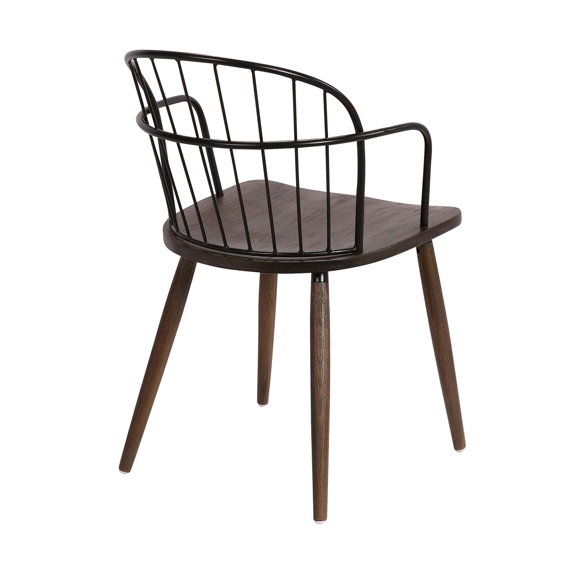 Bradley Steel Framed Side Chair in Black Powder Coated Finish & Walnut ...