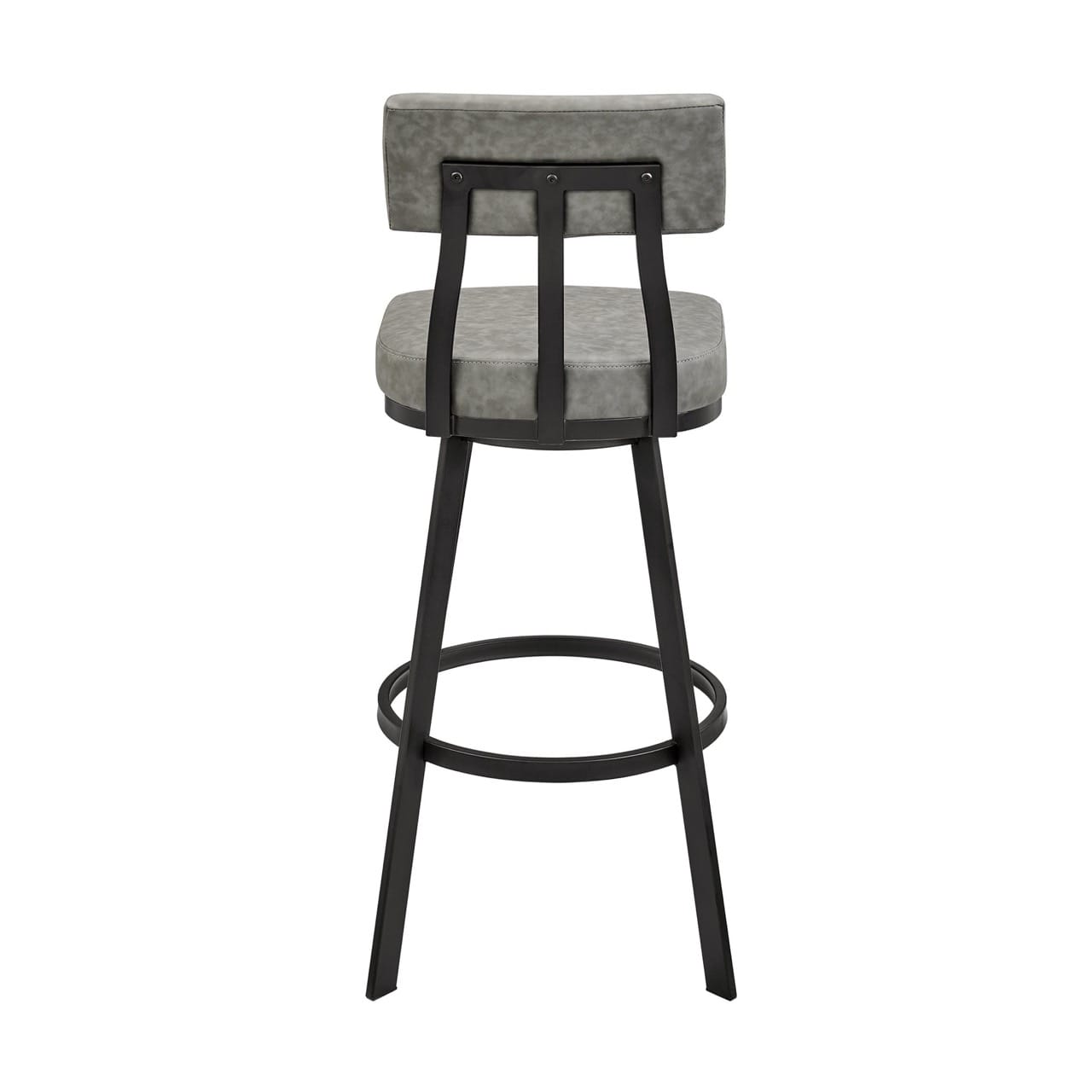 Benjamin 30" Bar Stool - Black Metal & Vintage Grey Faux Leather at ...