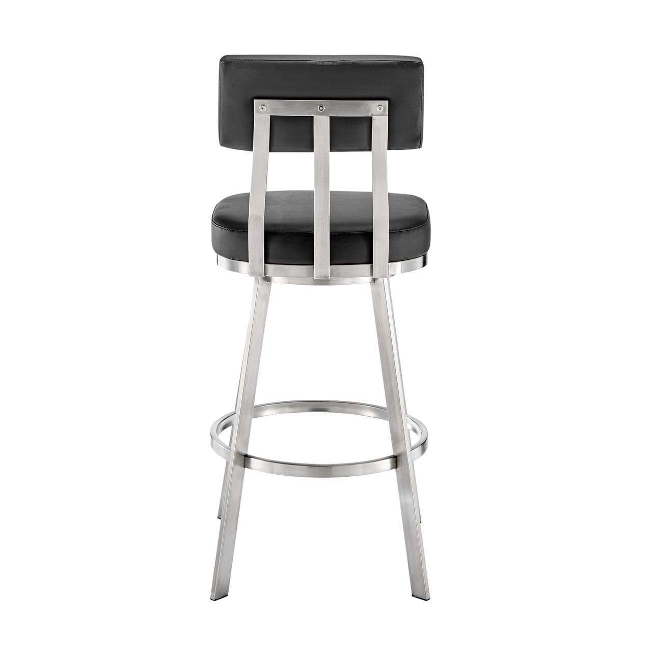 Benjamin 30" Bar Stool - Brushed Steel & Black Faux Leather at Futonland