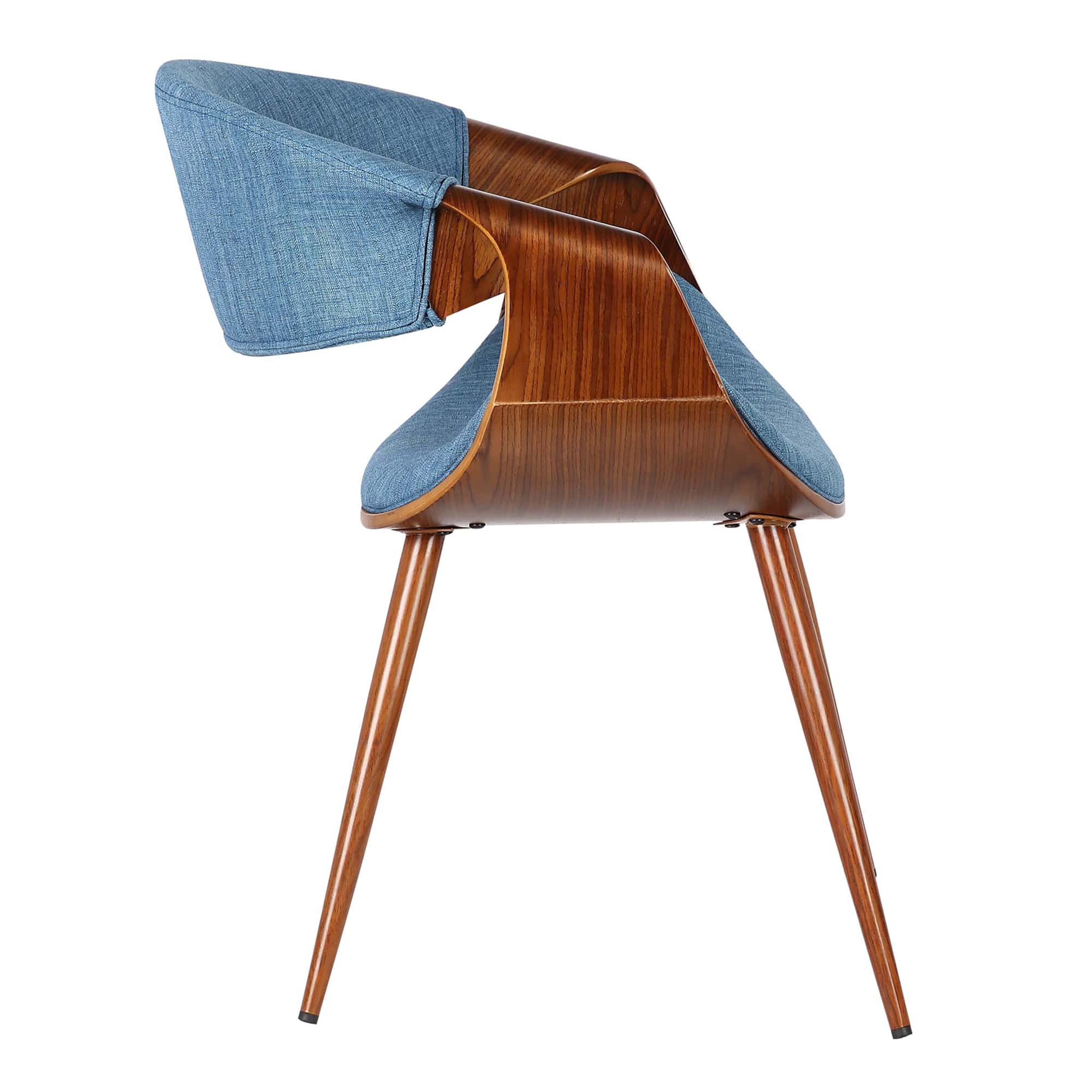 Butterfly Mid-Century Dining Chair in Walnut Finish & Blue Fabric at ...