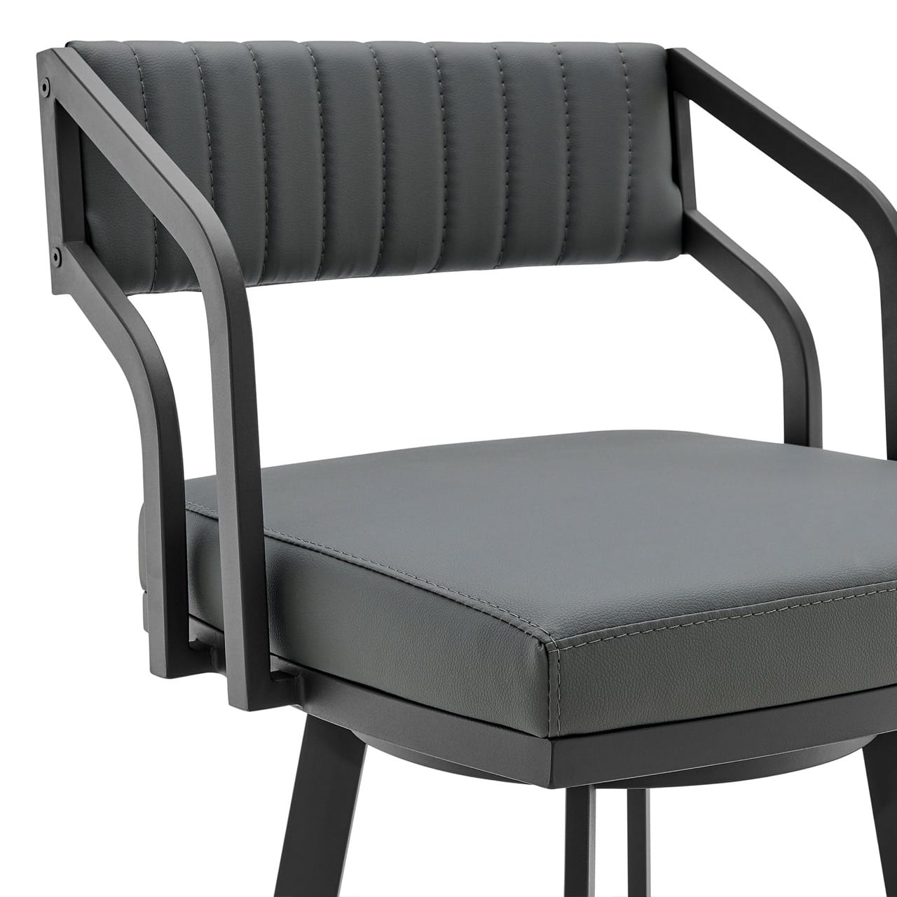 Capri 30" Swivel Bar Stool - Slate Grey Faux Leather & Black Metal at ...