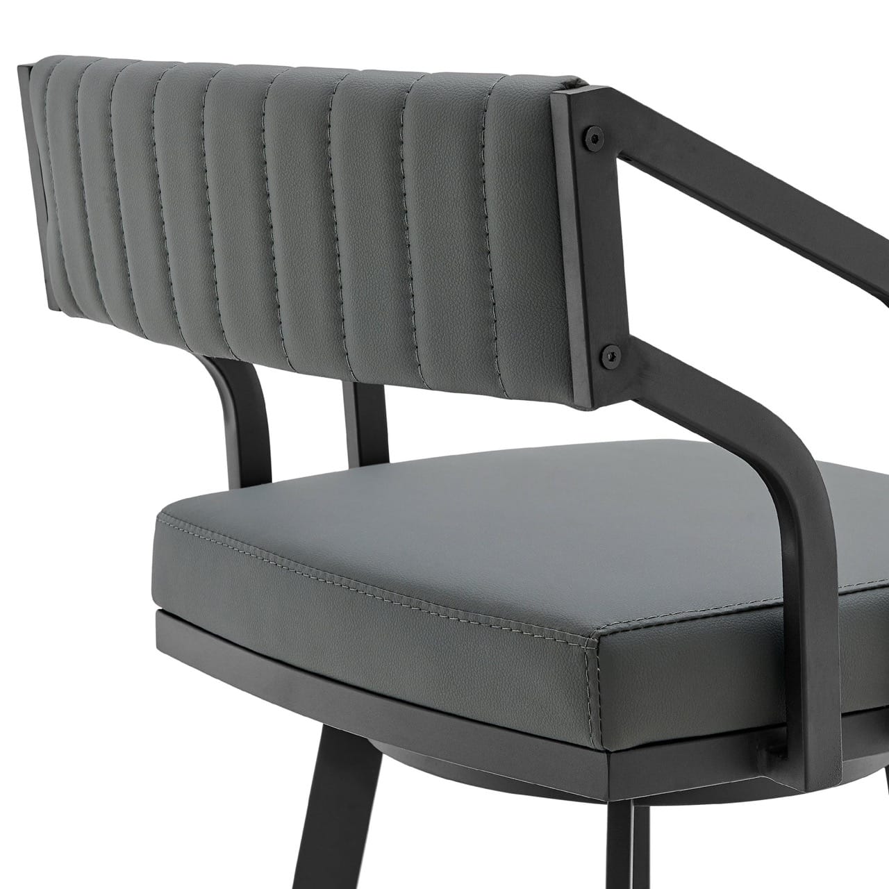 Capri 30" Swivel Bar Stool - Slate Grey Faux Leather & Black Metal at ...
