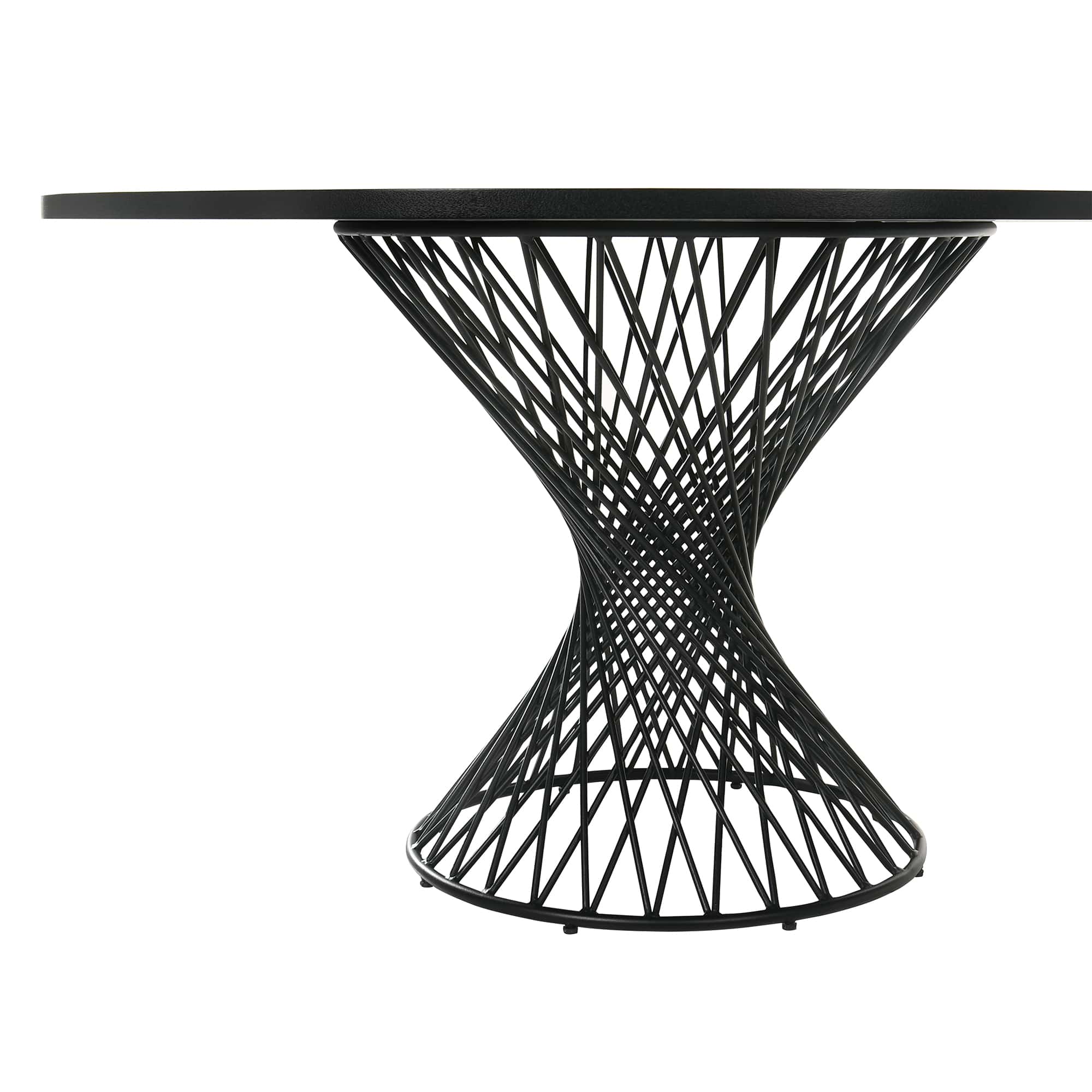Cirque 54" Round Black Wood & Metal Pedestal Dining Table at Futonland