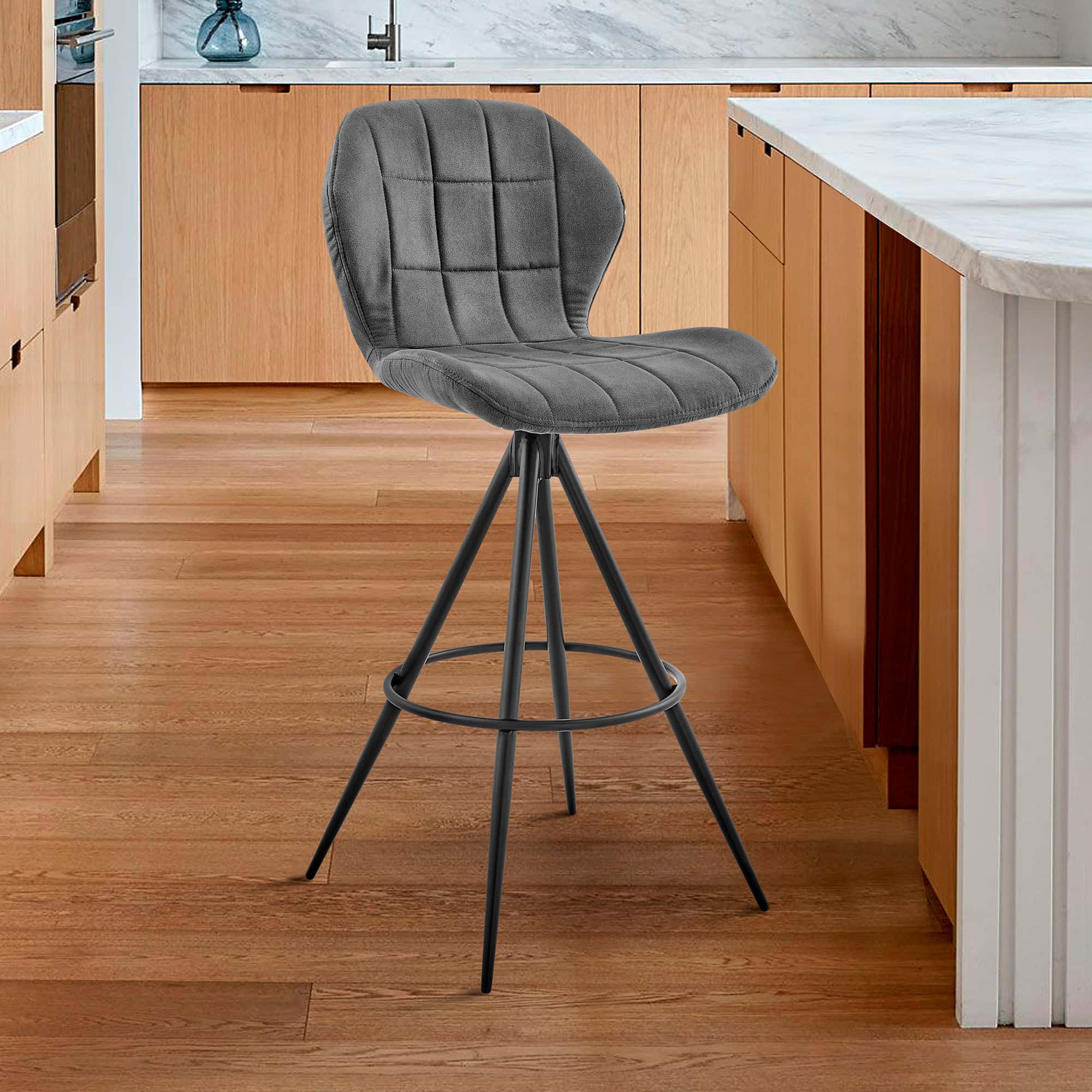 Catalina 26" Counter Height Bar Stool in Charcoal Fabric & Black Finish ...