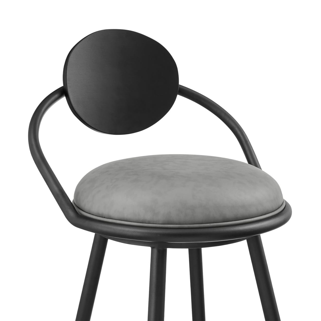 Carnation 26" Swivel Bar Stool - Vintage Gray Faux Leather & Black ...