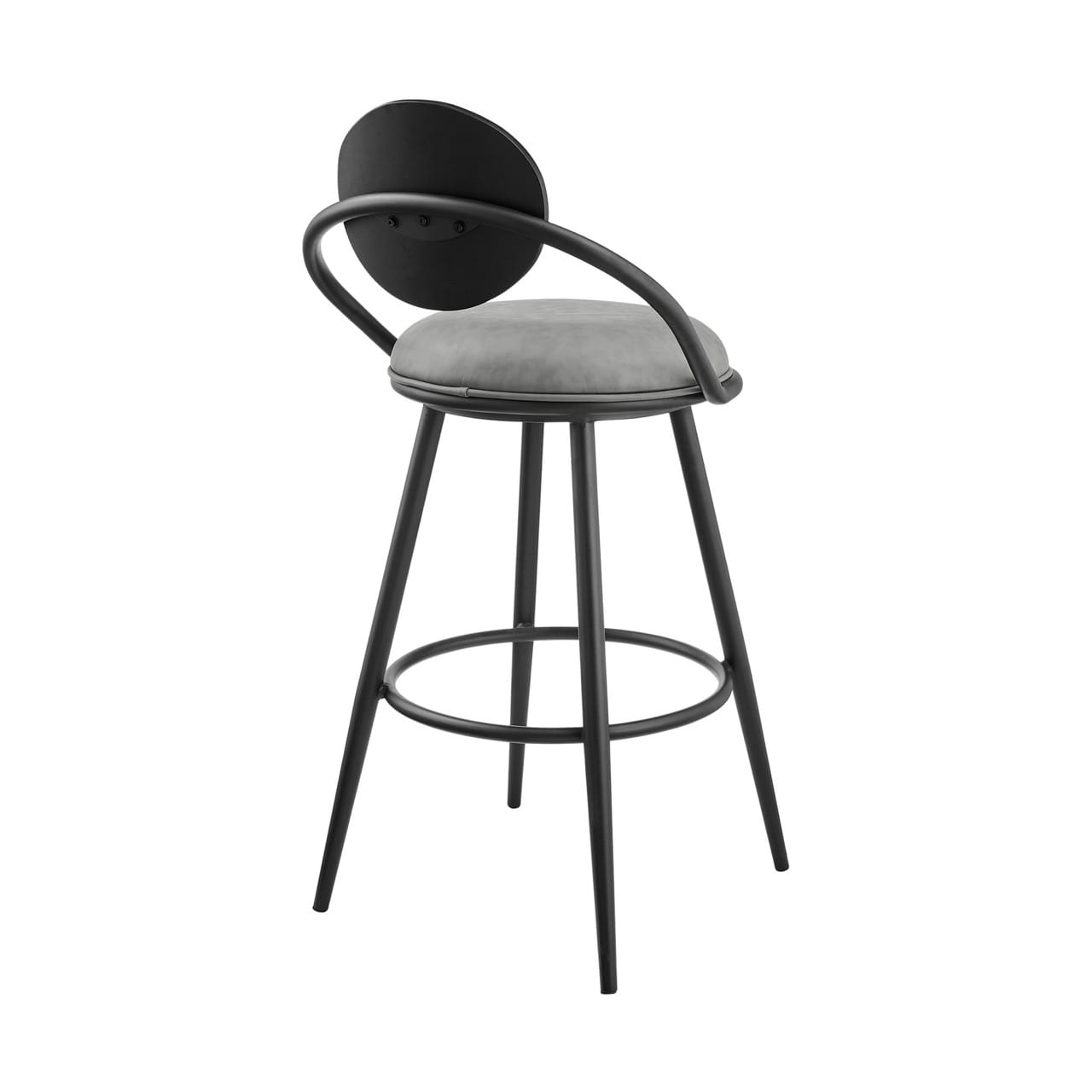 Carnation 30" Swivel Bar Stool - Vintage Gray Faux Leather & Black ...