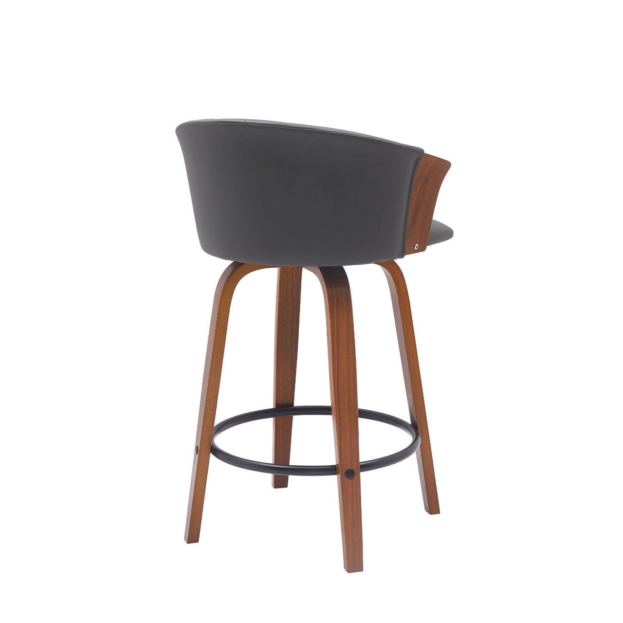 Diana Counter Bar Stool - Grey Faux Leather & Walnut Wood at Futonland