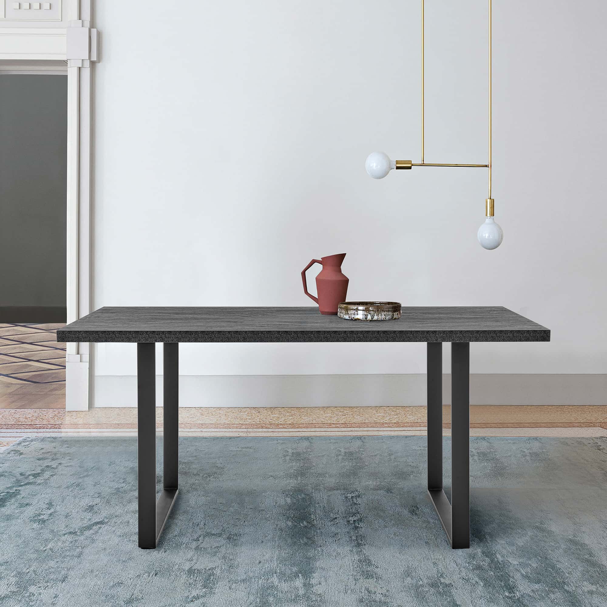 Fenton Dining Table w/Charcoal Top & Black Base at Futonland
