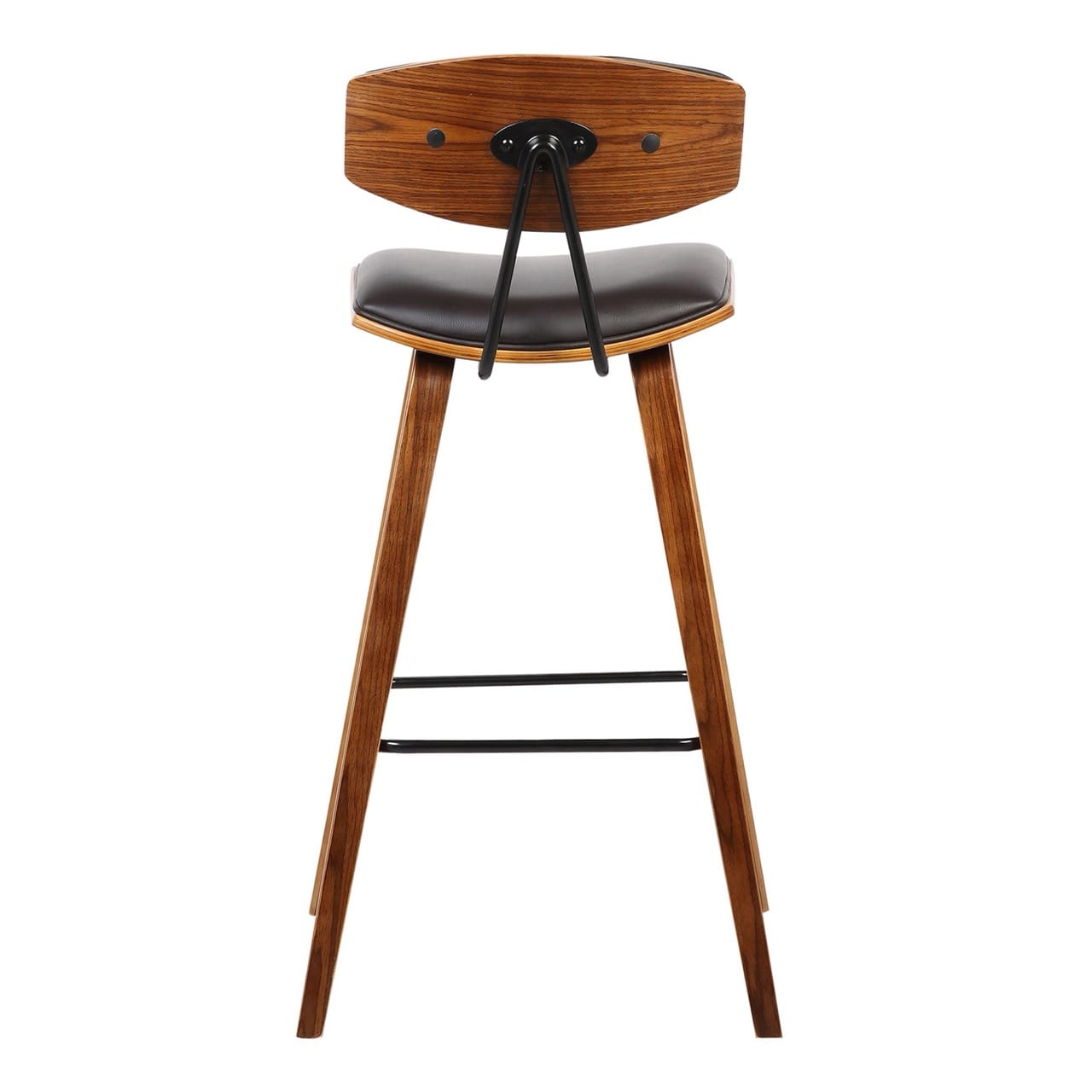 Fox 25.5" Counter Height Brown Faux Leather & Walnut Wood Mid-Century ...