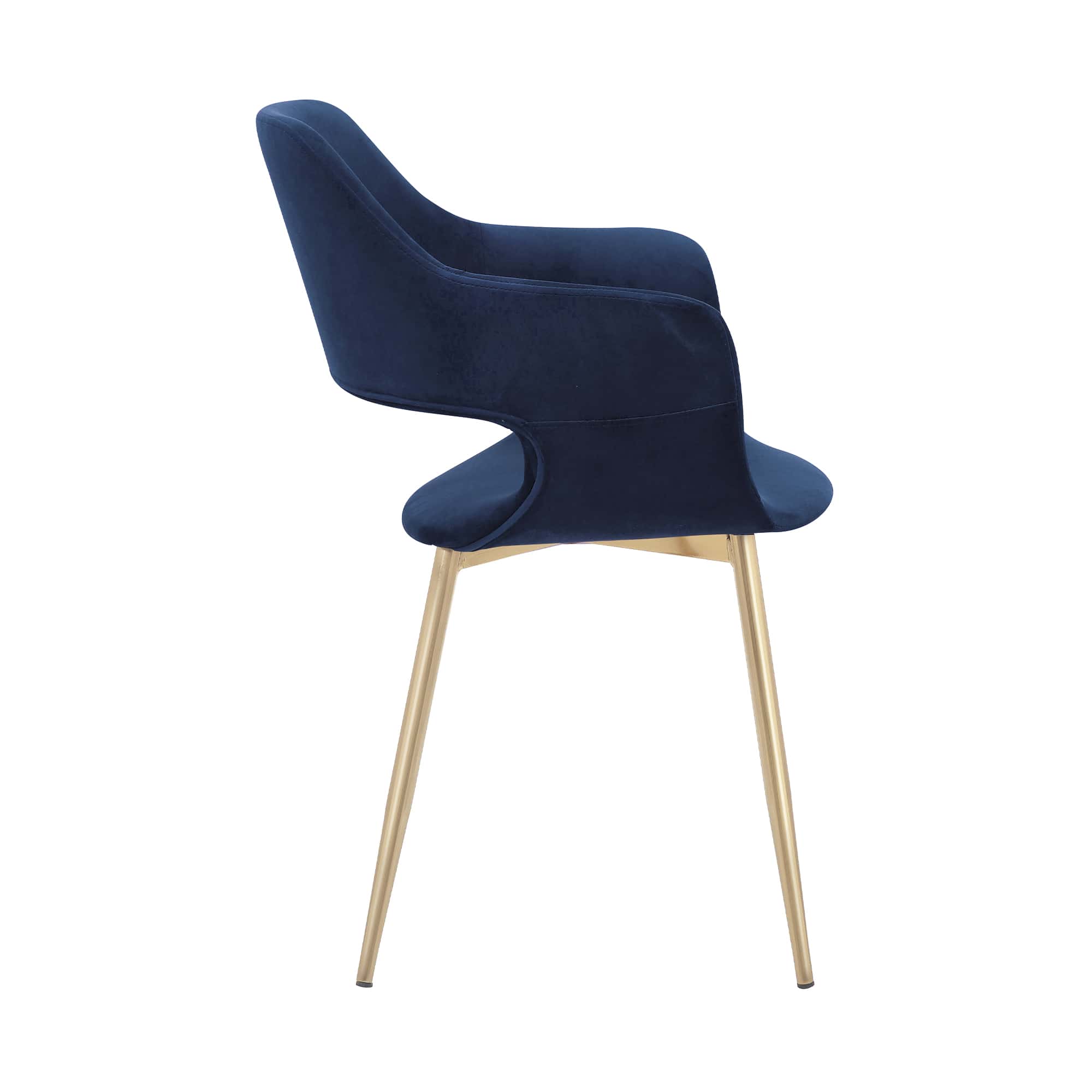 Gigi Blue Velvet Dining Room Chair w/Gold Metal Legs - Set of 2 by ...