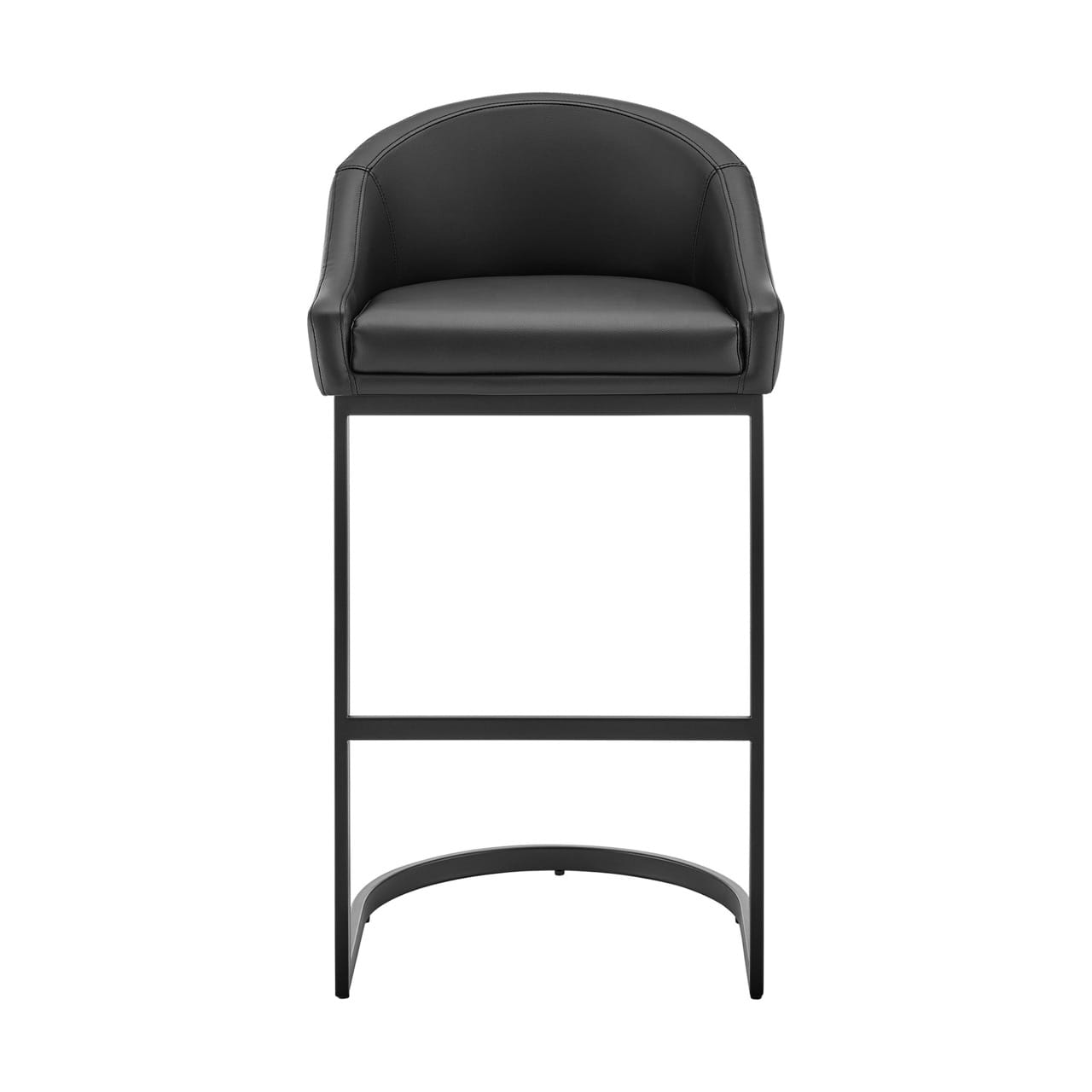Katherine 30" Bar Stool - Black Faux Leather & Matte Black Metal at ...