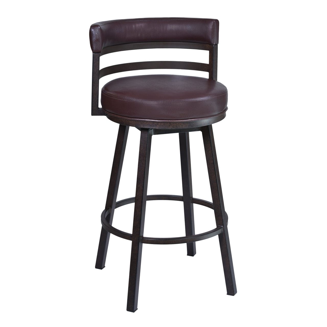 Madrid 26" Counter Height Swivel Brown Faux Leather & Auburn Bay Finish ...