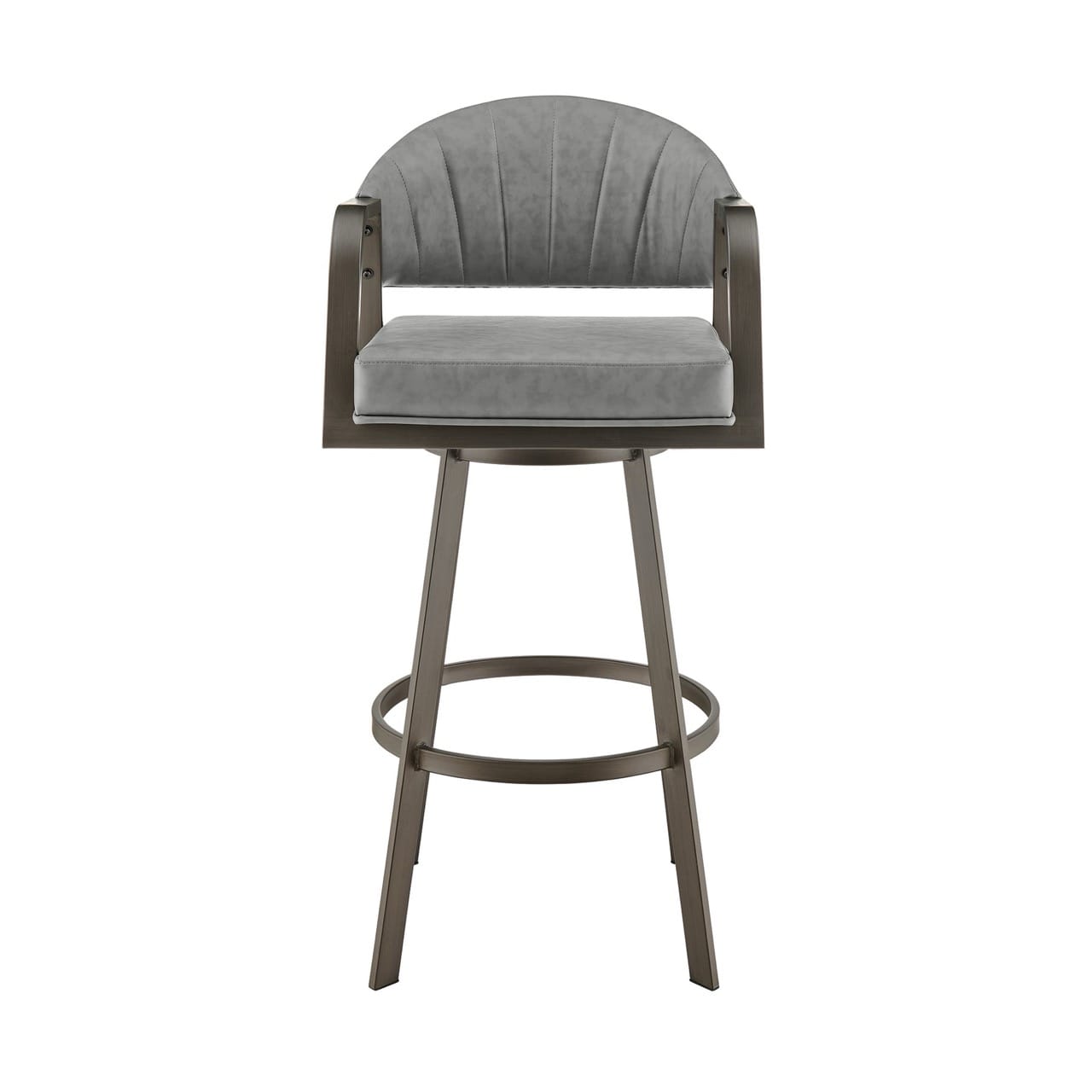 Marcie 30" Swivel Bar Stool - Vintage Gray Faux Leather & Metal at ...