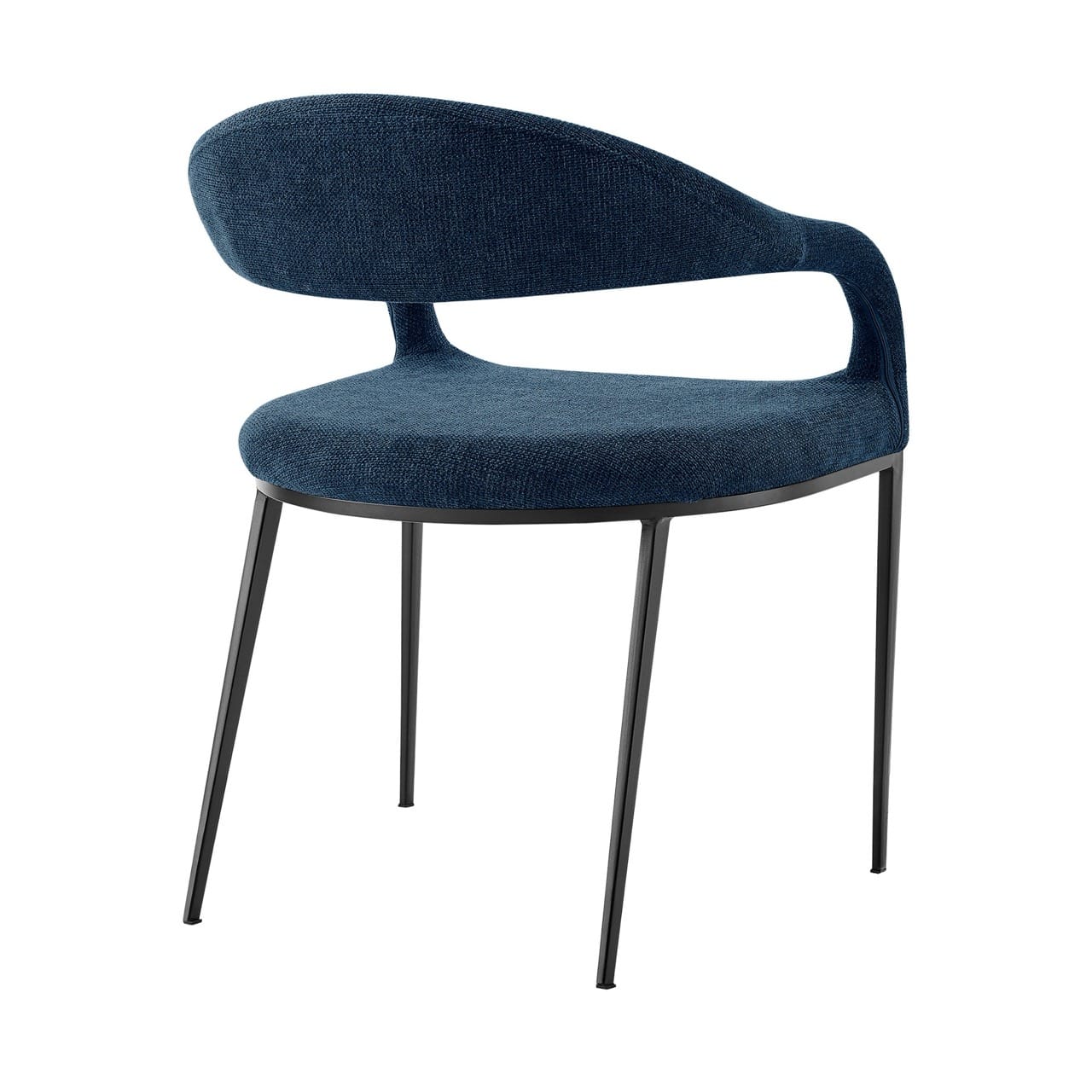 Morgan Dining Chair - Blue Fabric & Black Legs (Set of 2) at Futonland
