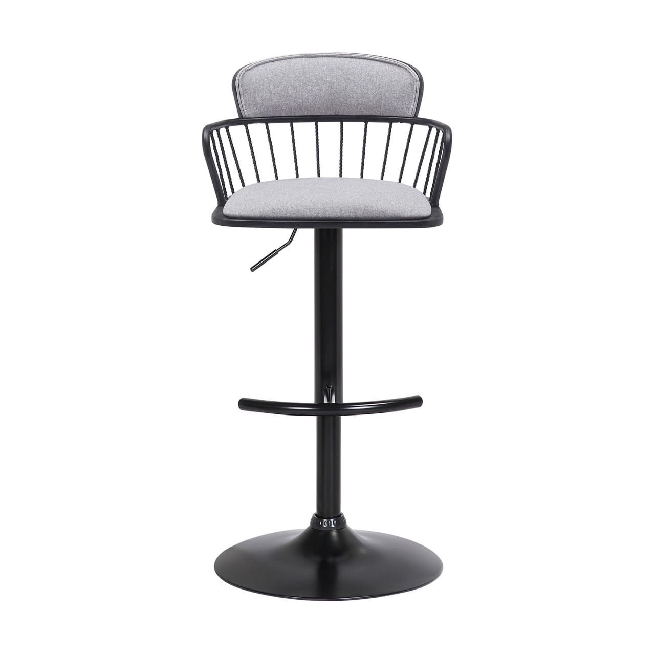 Nash Adjustable Bar Stool - Light Grey Faux Leather & Black Metal at ...