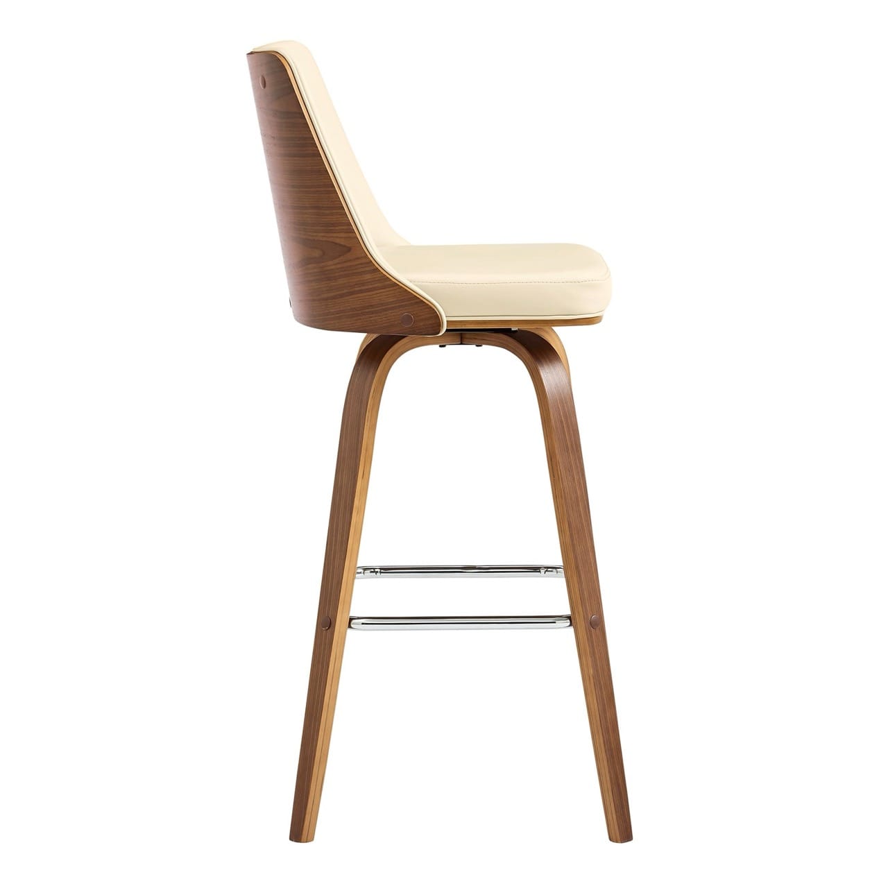 Nolte 30" Swivel Bar Stool - Cream Faux Leather & Chrome at Futonland