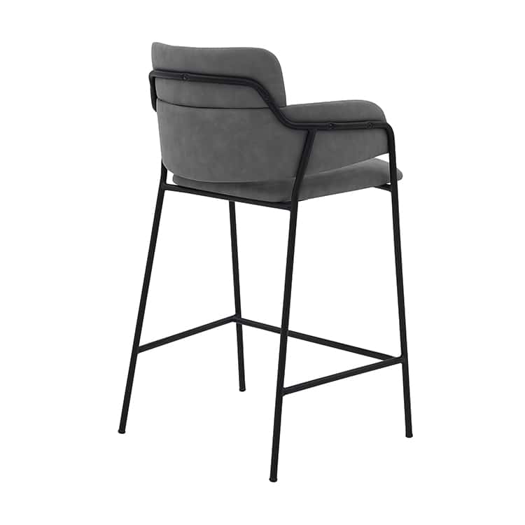 Oshen 26" Gray Faux Leather & Metal Counter Height Bar Stool at Futonland