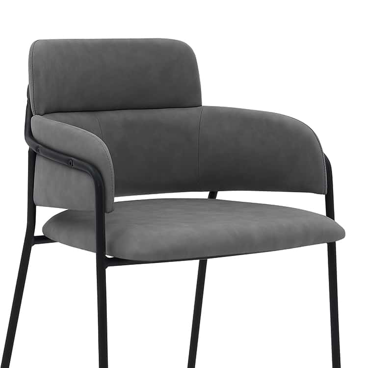 Oshen 26" Gray Faux Leather & Metal Counter Height Bar Stool at Futonland