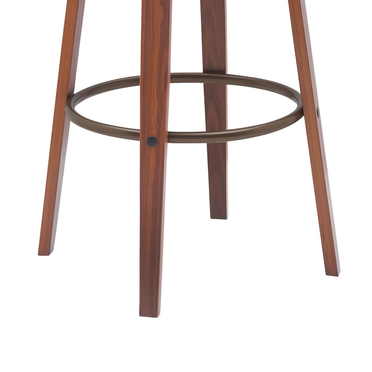 Topanga 26" Swivel Bar Stool - Grey Faux Leather & Walnut Wood, Golden ...