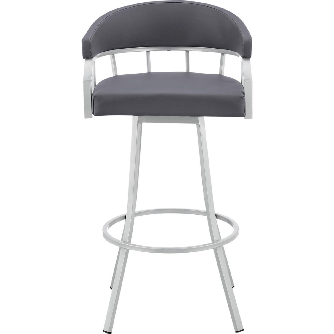Valerie 26" Swivel Slate Grey Faux Leather & Silver Metal Bar Stool by ...