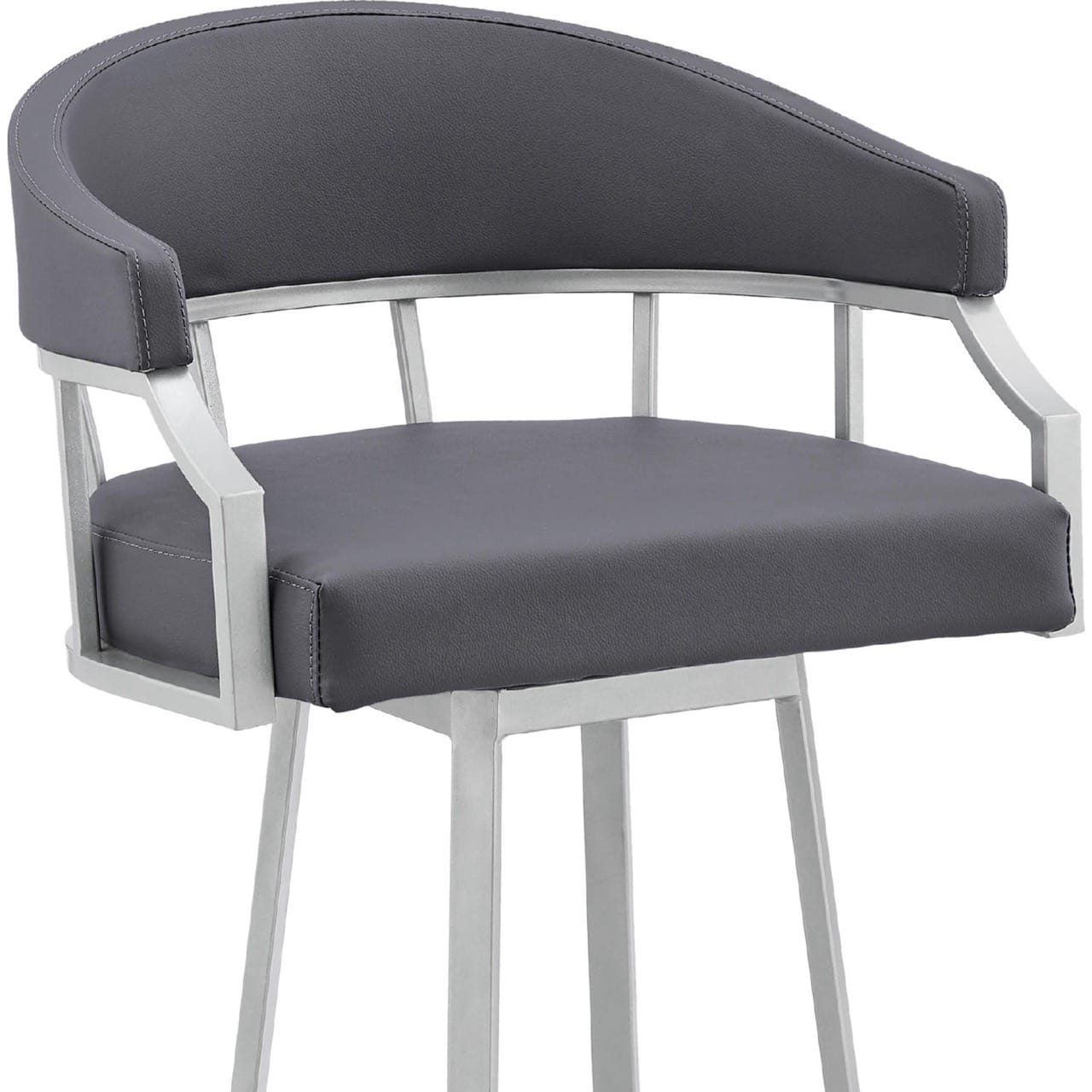 Valerie 30" Swivel Slate Grey Faux Leather & Silver Metal Bar Stool at ...