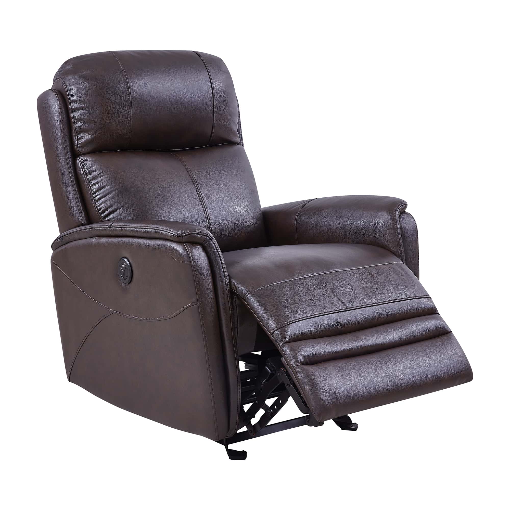 Wolfe Contemporary Recliner in Dark Brown Genuine Leather at Futonland
