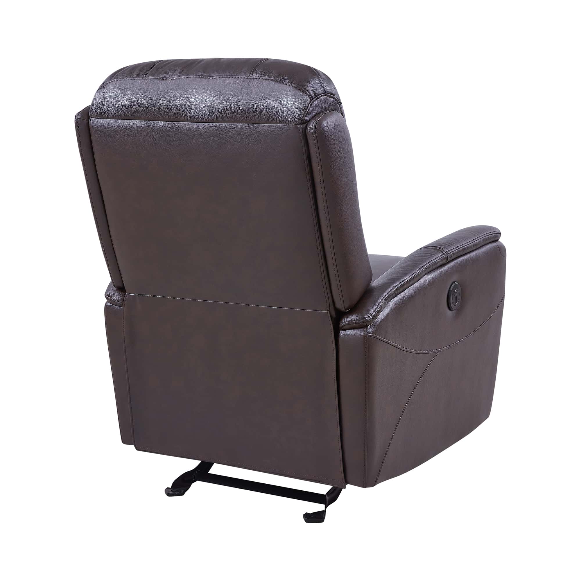 Wolfe Contemporary Recliner in Dark Brown Genuine Leather at Futonland