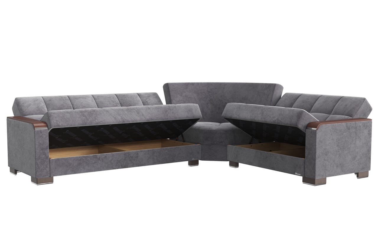Armada X Sectional (S+L+W) 301 Microfiber Gray at Futonland