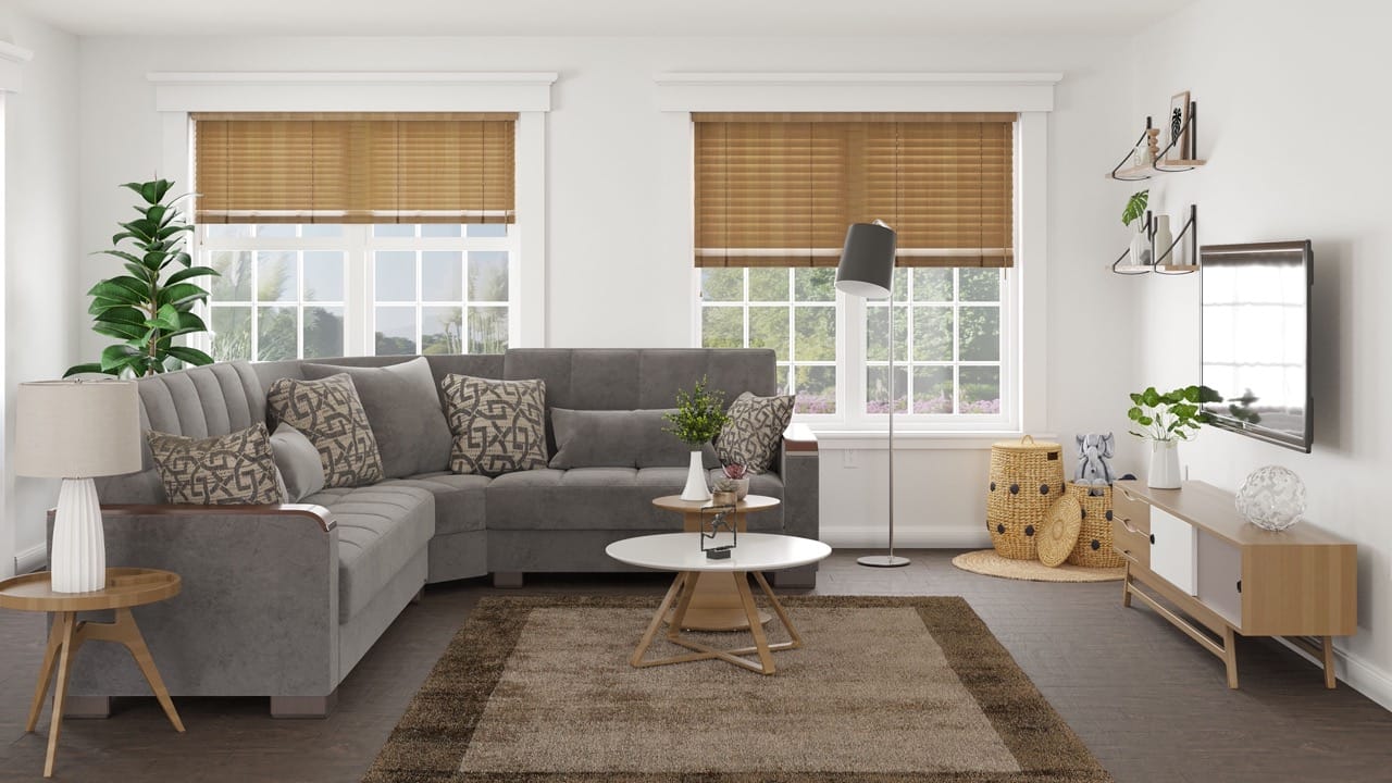 Armada X Sectional (S+L+W) 301 Microfiber Gray at Futonland