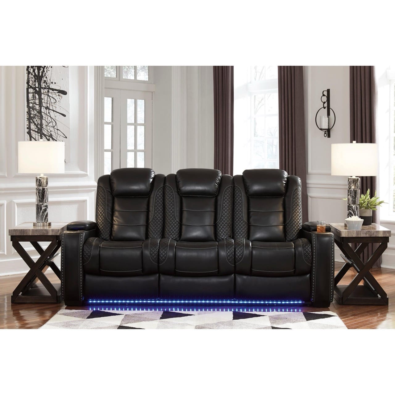 Party Time Dual Power Reclining Sofa - Midnight at Futonland