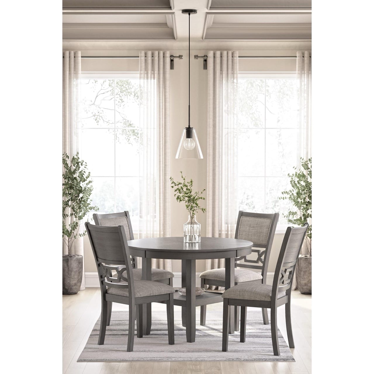 Wrenning Gray Dining Table & 4 Dining Chairs at Futonland