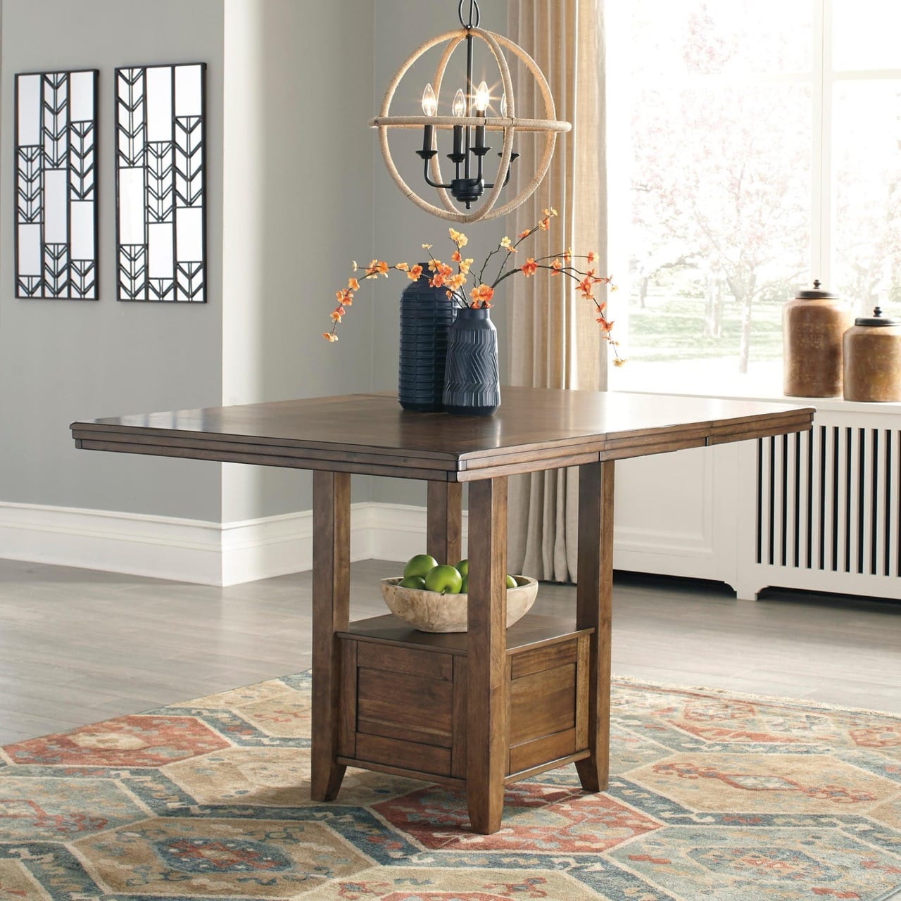 Flaybern Brown Counter Height Dining Table w/Pedestal Base at Futonland