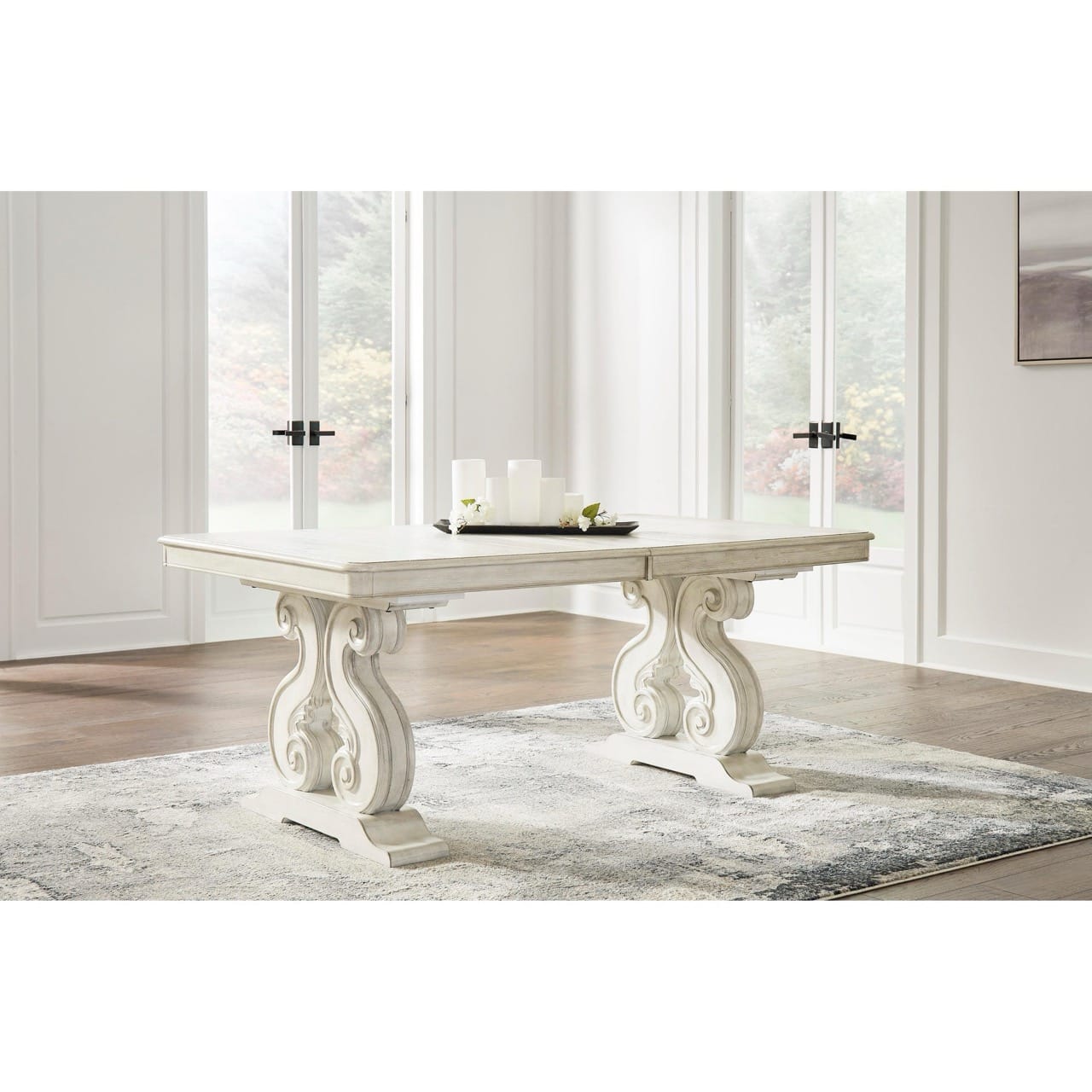Arlendyne Antique White Dining Table w/Extension at Futonland