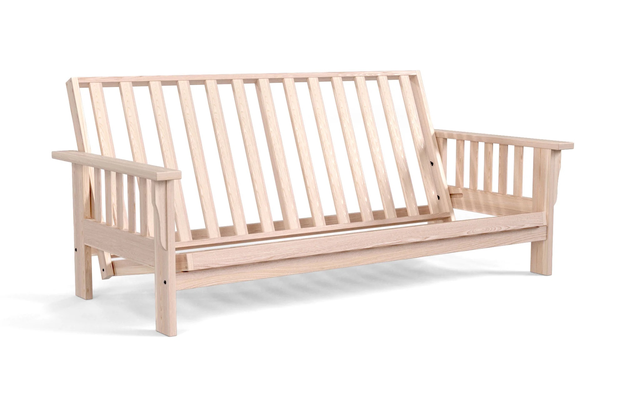Flat Arm Mission Amish-Made American Oak Futon Frame at Futonland