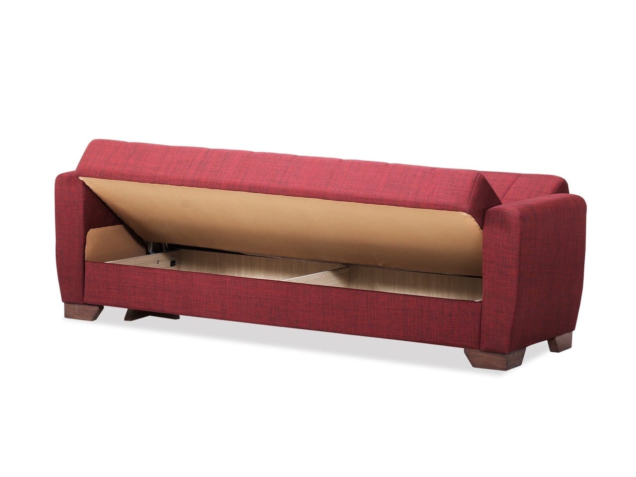 Orbit Fabric 83" Wide Convertible Sofa w/Storage - Burgundy at Futonland