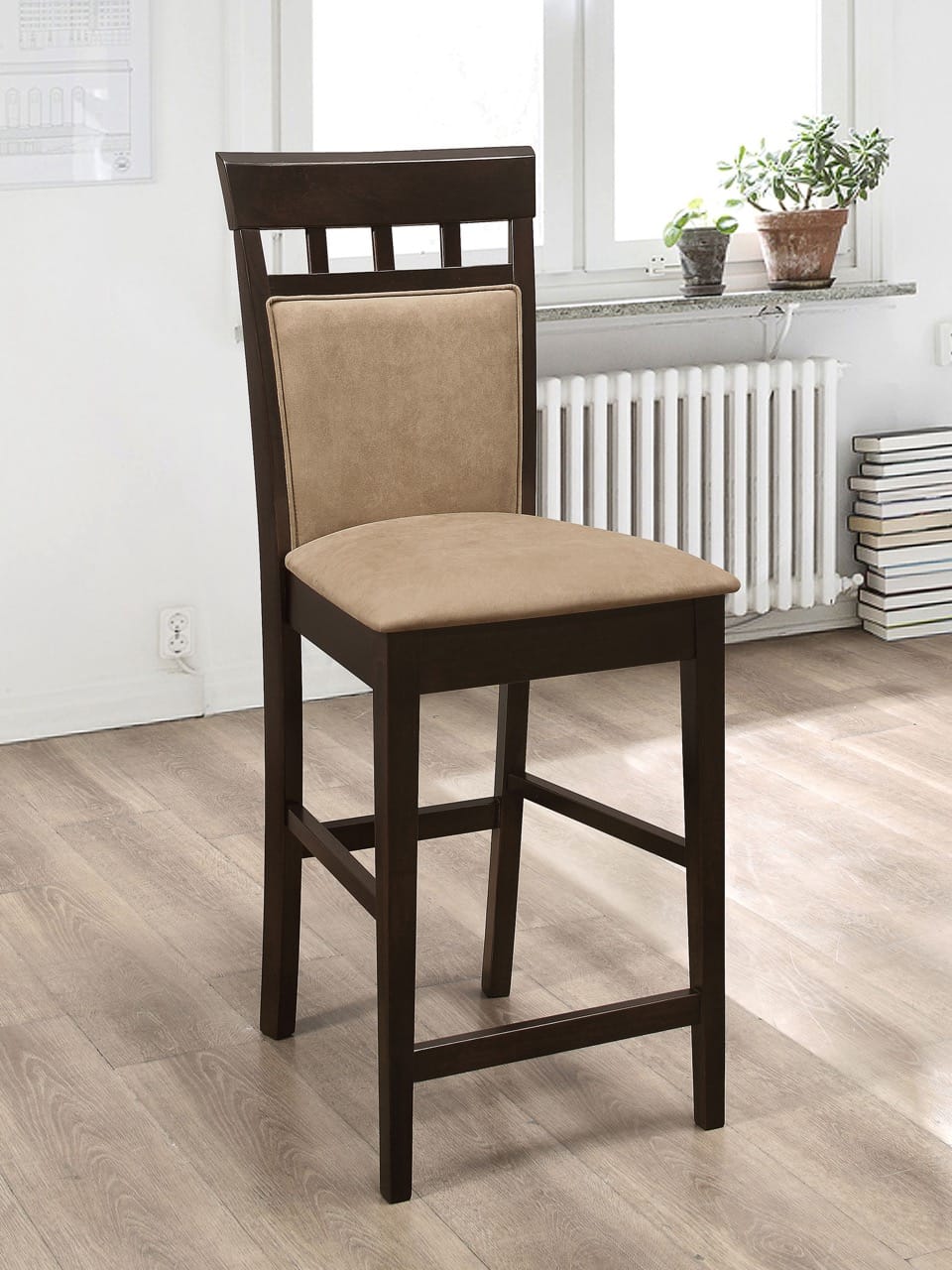 Gabriel Upholstered Counter Height Stools w/Upholstered Back Cappuccino ...