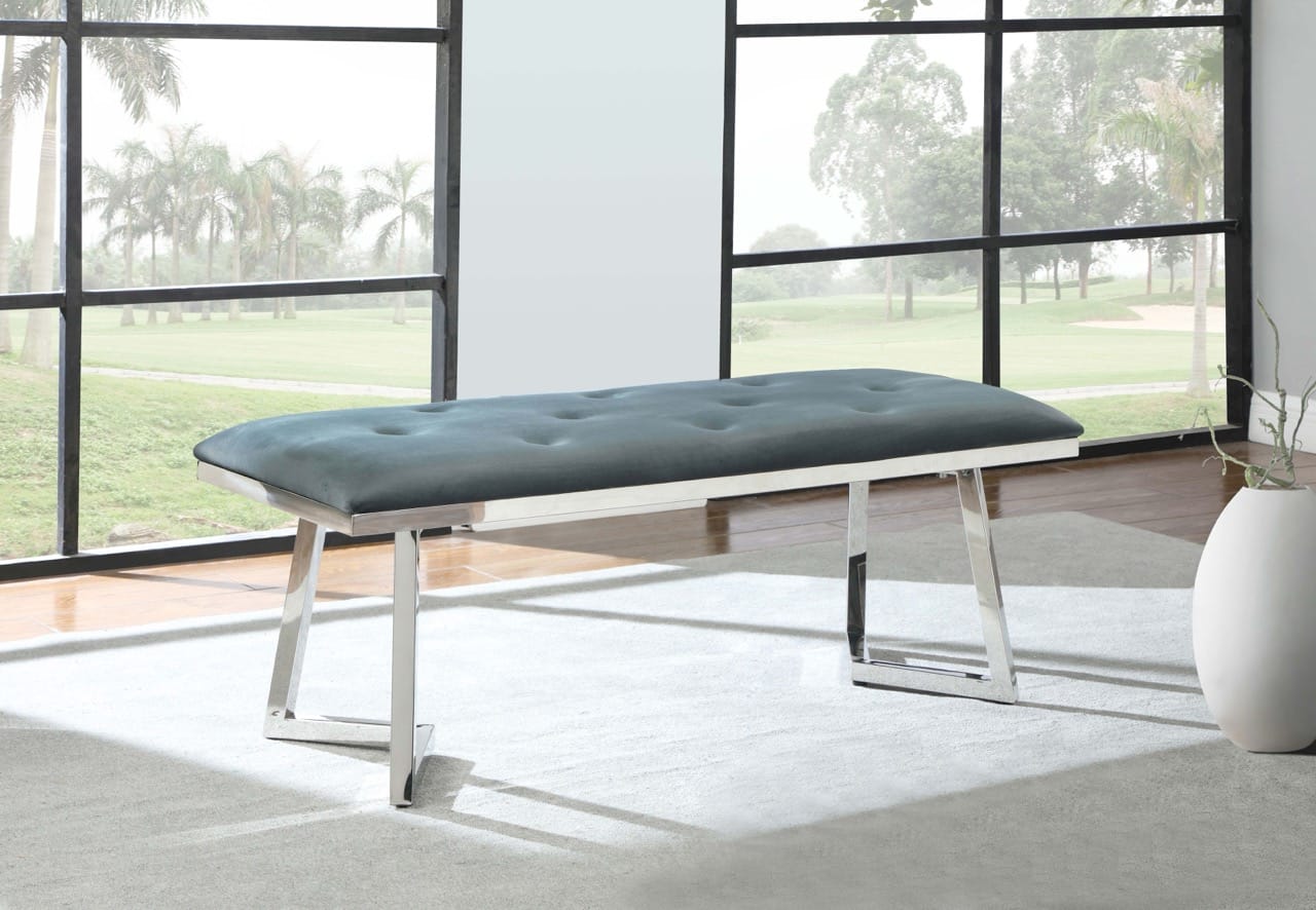 Beaufort Upholstered Tufted Bench Dark Grey at Futonland