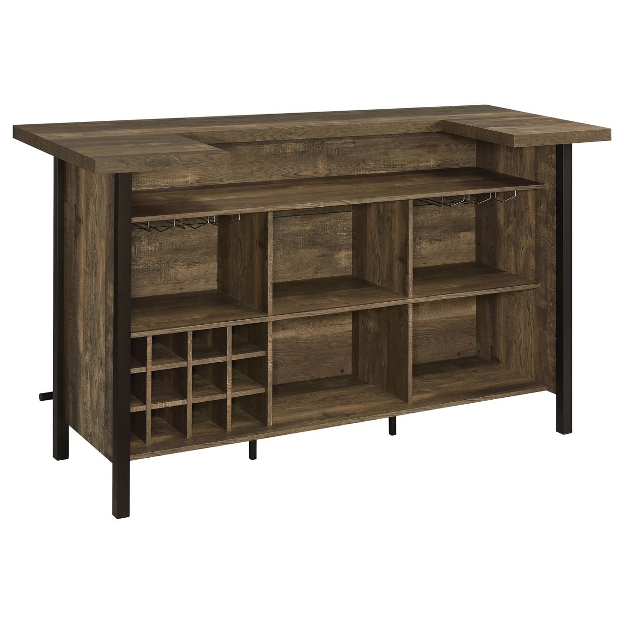 Bellemore Rectangular Storage Bar Unit Rustic Oak at Futonland