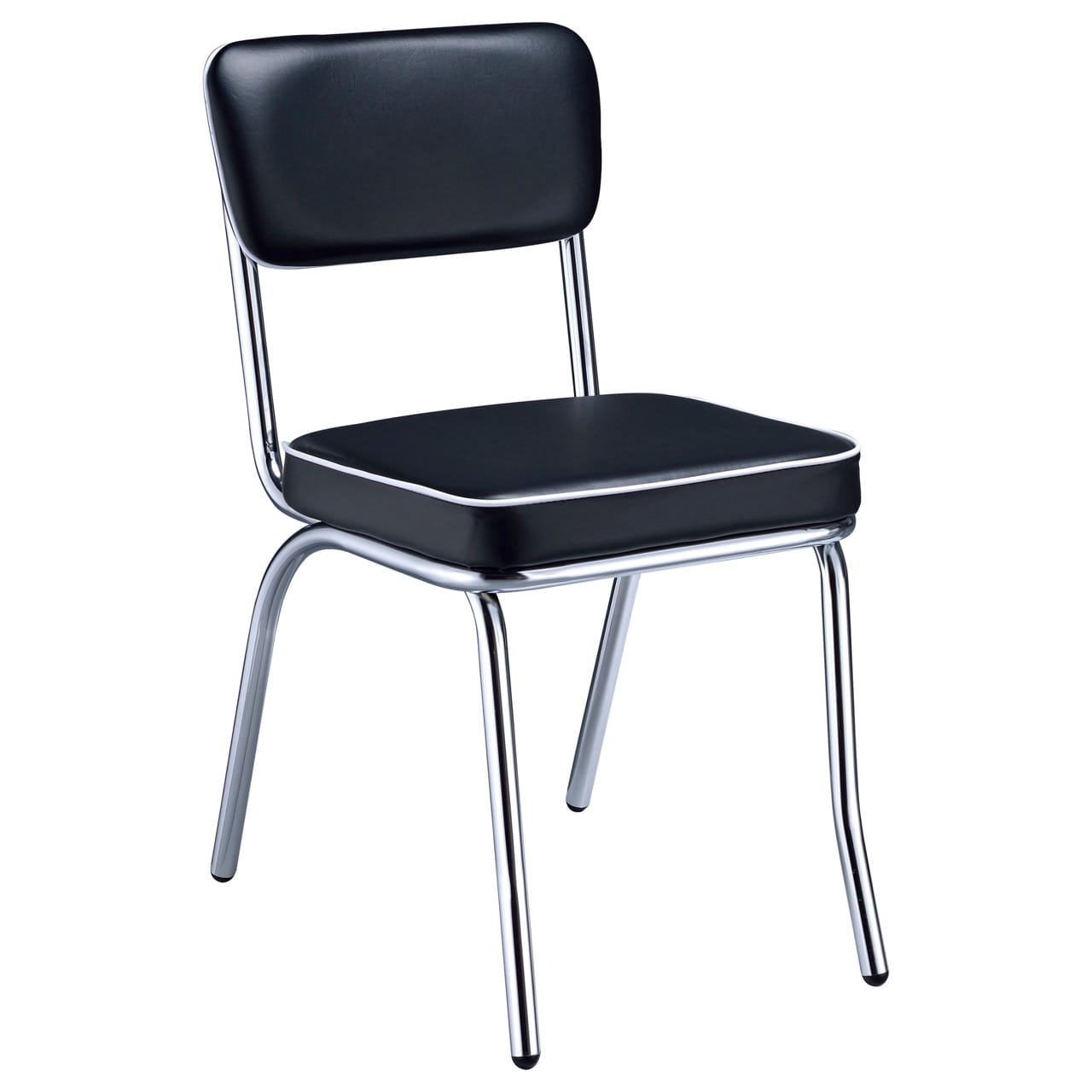 Retro Open Back Side Chairs Black and Chrome (Set of 2) at Futonland