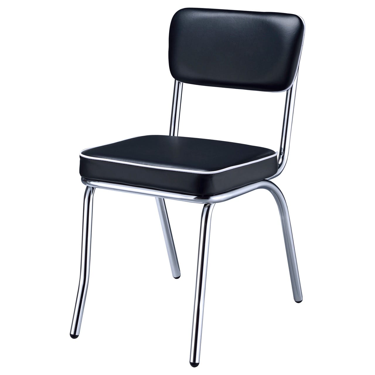 Retro Open Back Side Chairs Black and Chrome (Set of 2) at Futonland