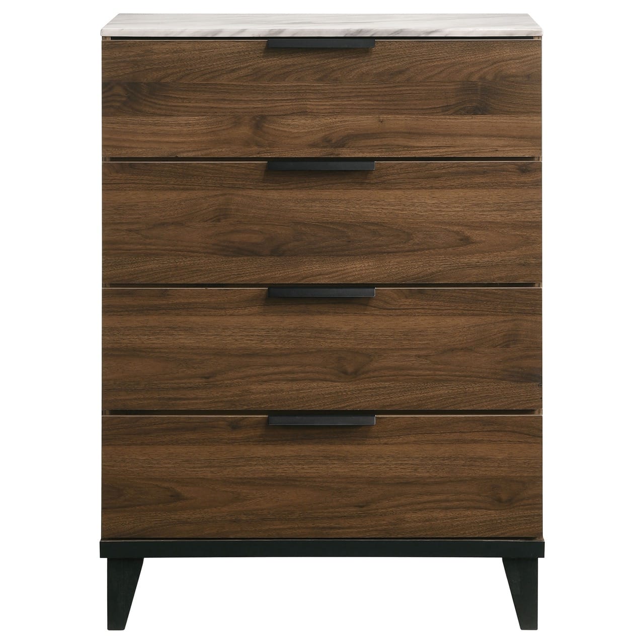 Mays 4-drawer Chest Walnut Brown w/Faux Marble Top at Futonland